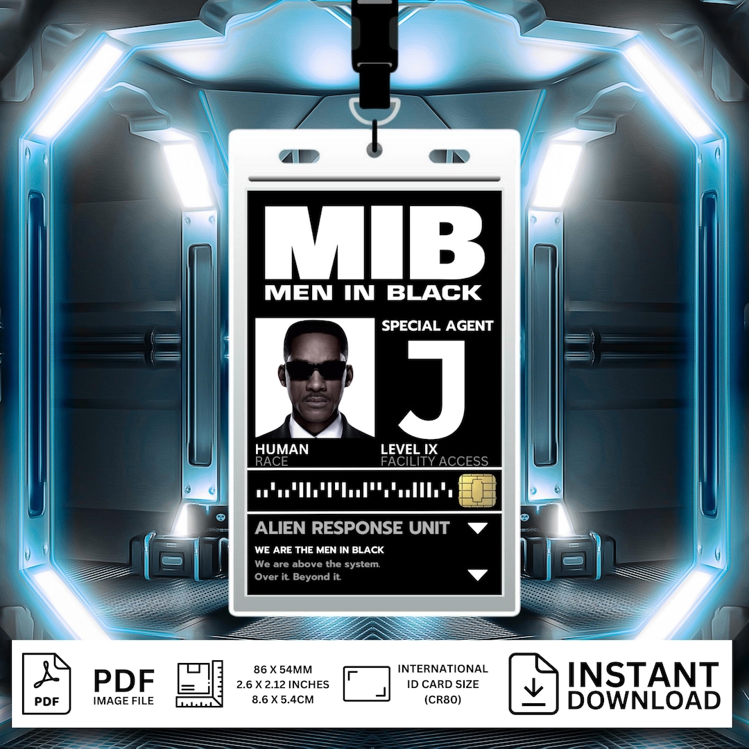 MIB Agent J Special Agent Men in Black ID Badge Card Cosplay Halloween ...