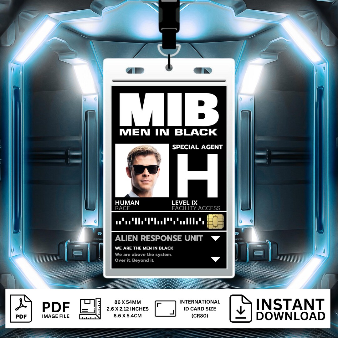 MIB Agent H Special Agent Men in Black ID Badge Card Cosplay Halloween ...