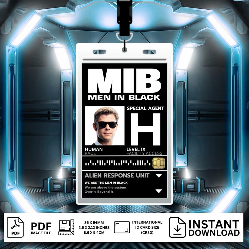 MIB Agent H Special Agent Men in Black ID Badge Card Cosplay Halloween ...