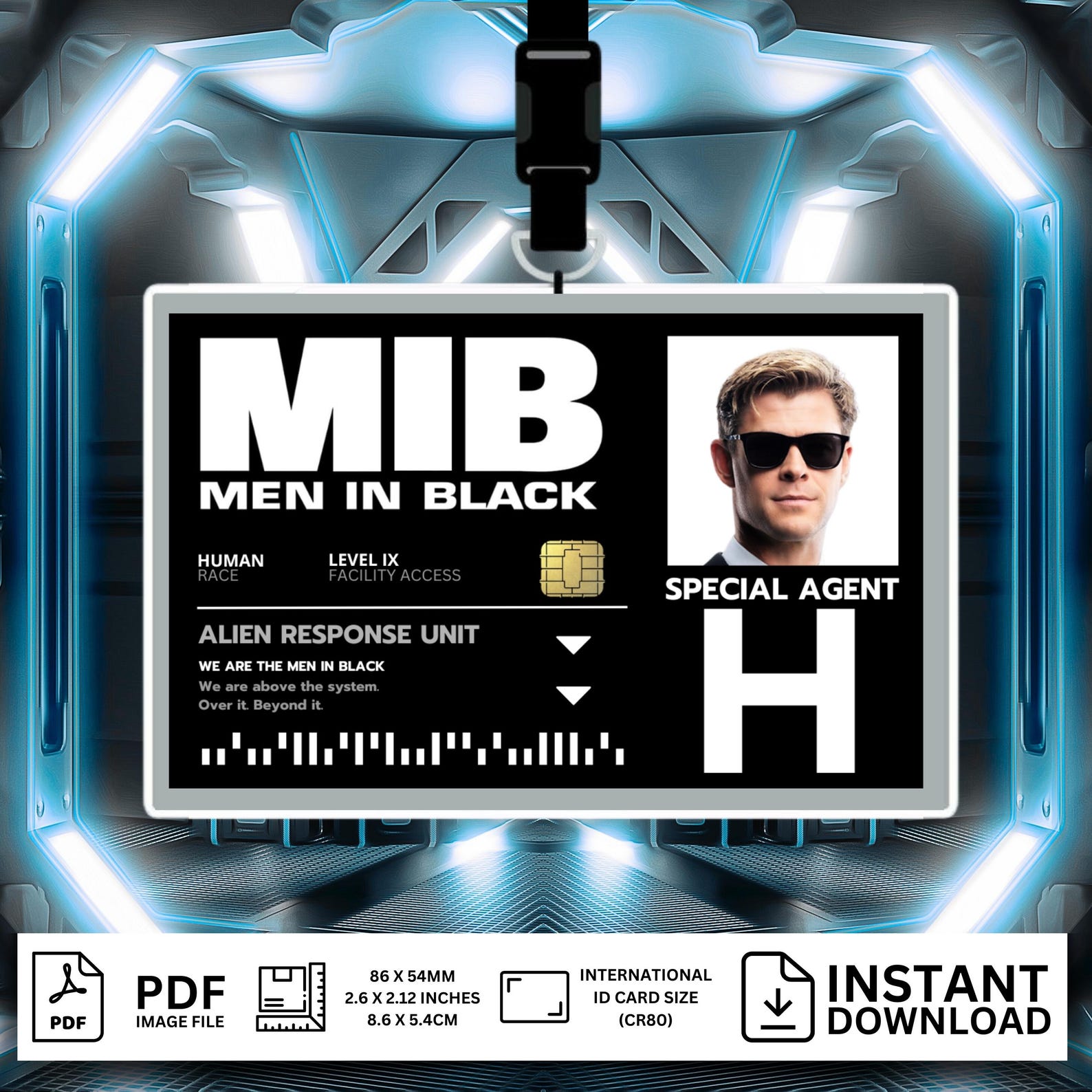 MIB Agent H Special Agent Men in Black ID Badge Card Cosplay Halloween ...
