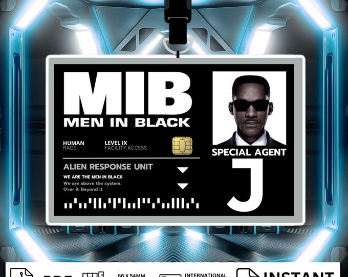 MIB Agent J Special Agent Men in Black ID Badge Card Cosplay Halloween ...