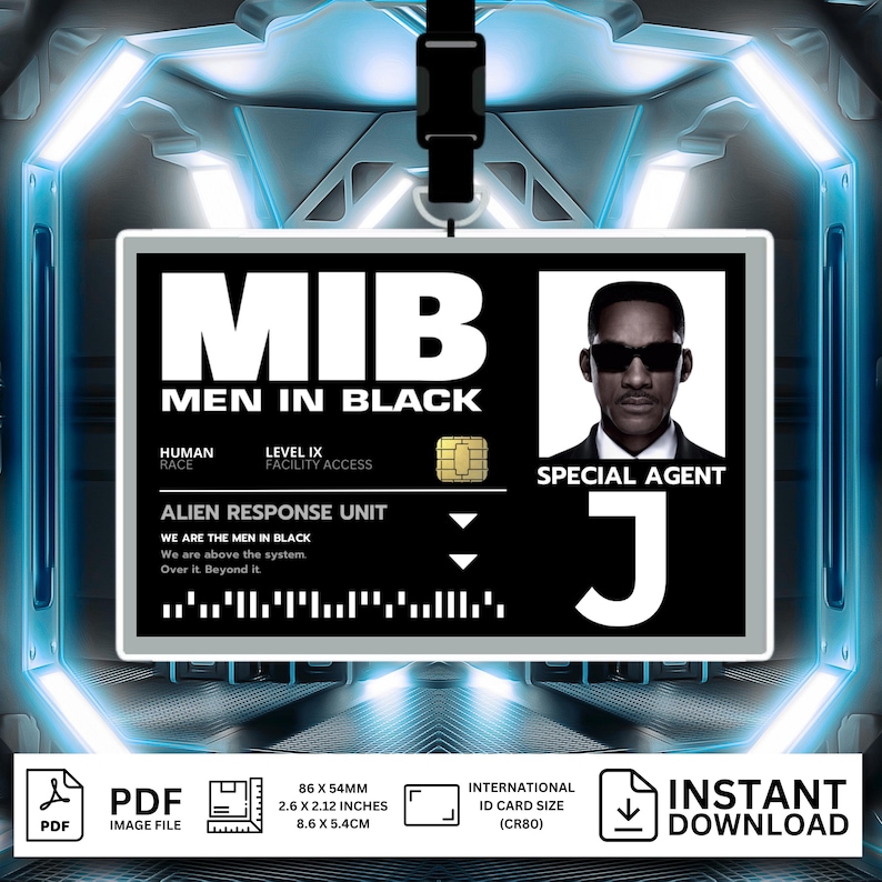 MIB Agent J Special Agent Men in Black ID Badge Card Cosplay Halloween ...