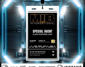 MIB Agent M Special Agent Men in Black ID Badge Card Cosplay Halloween Costume Name Tag ...