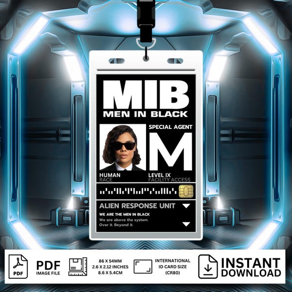 Printable Men in Black Id Badge - Etsy