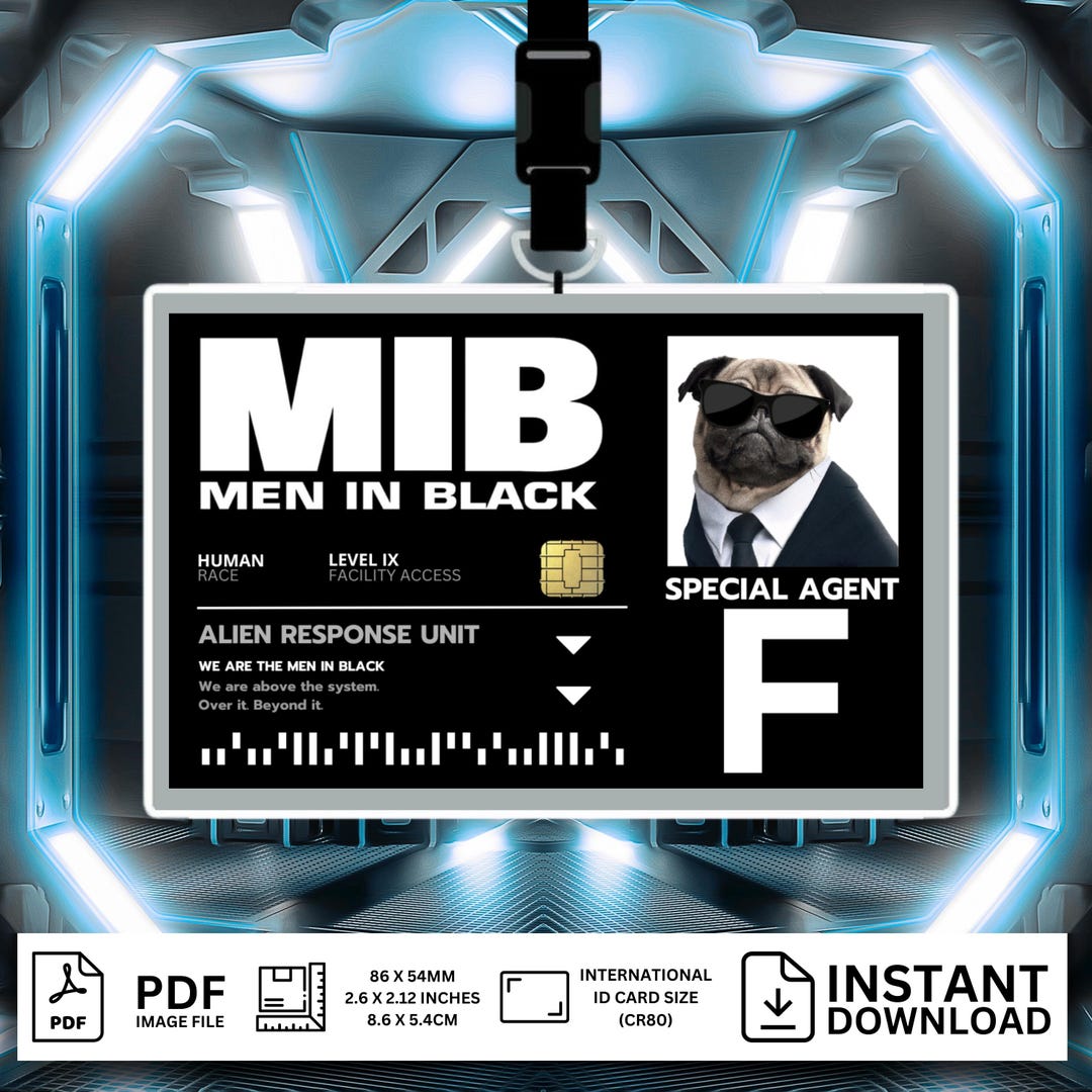 MIB Agent F Special Agent Men in Black ID Badge Card Cosplay Halloween Costume Name Tag ...