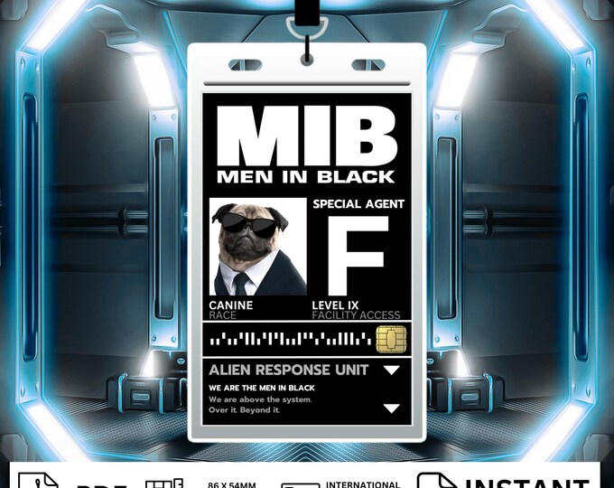 MIB Agent F Special Agent Men in Black ID Badge Card Cosplay Halloween Costume Name Tag ...