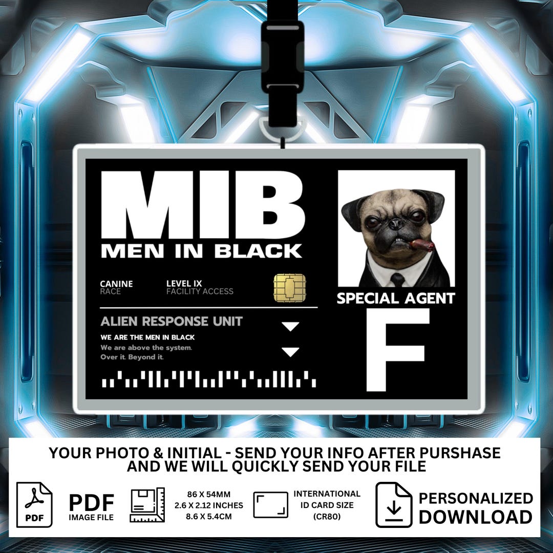 MIB Agent F Special Agent Men in Black ID Badge Card Cosplay Halloween Costume Name Tag ...