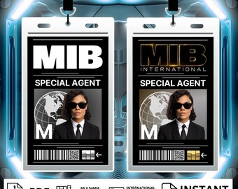 MIB Agent H Special Agent Men in Black ID Badge Card Cosplay Halloween Costume Name Tag ...
