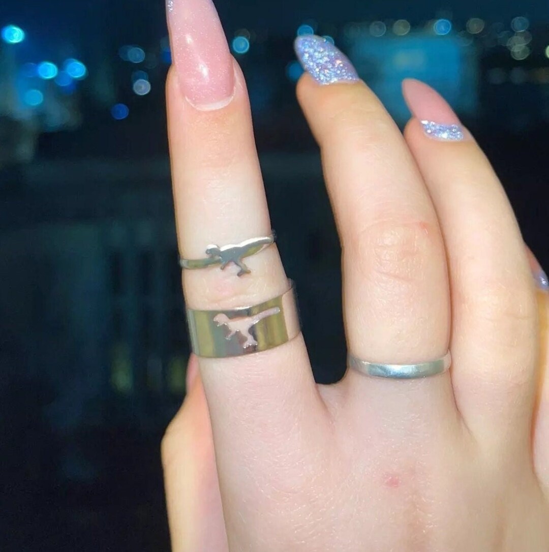 Dinosaur Matching Rings, Velociraptor Rings, Gold Raptor Ring, Promise ...