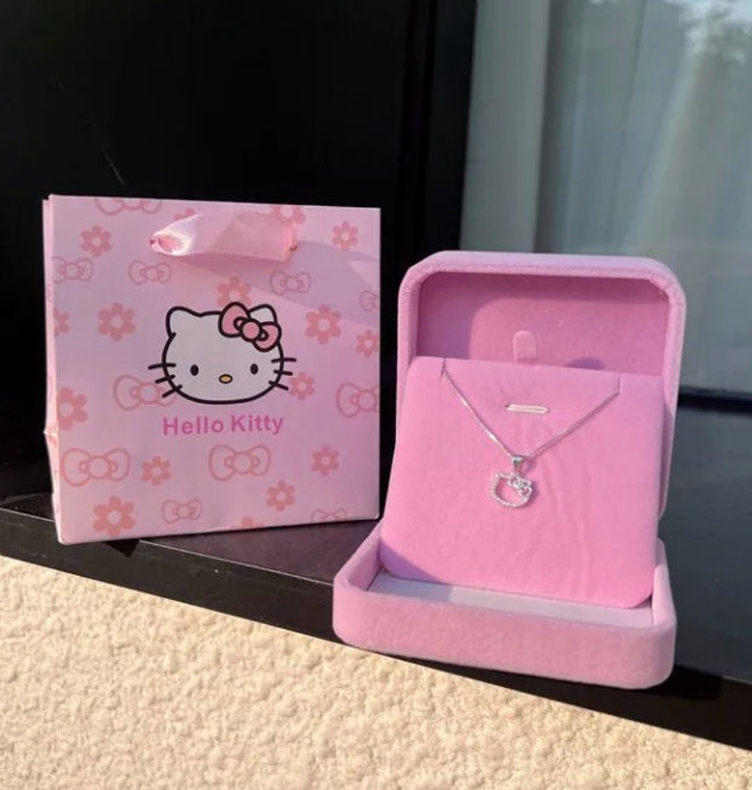 Y2K Hello Kitty Sanrio Stainess Steel Crystal Necklace, Kawaii Hello ...