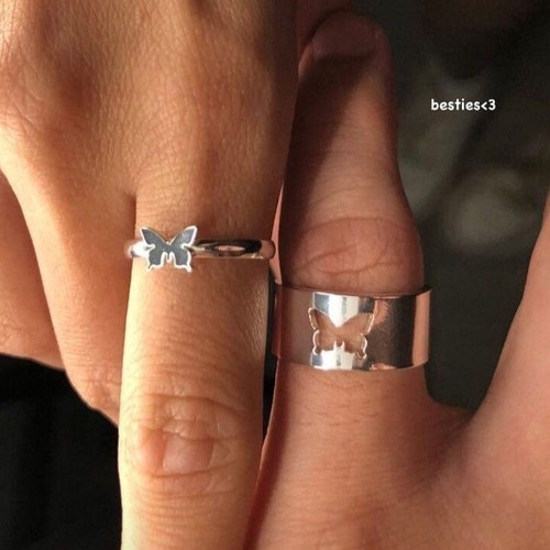 Silver Butterfly Couple Ring Butterfly Jewelry His and Her - Etsy