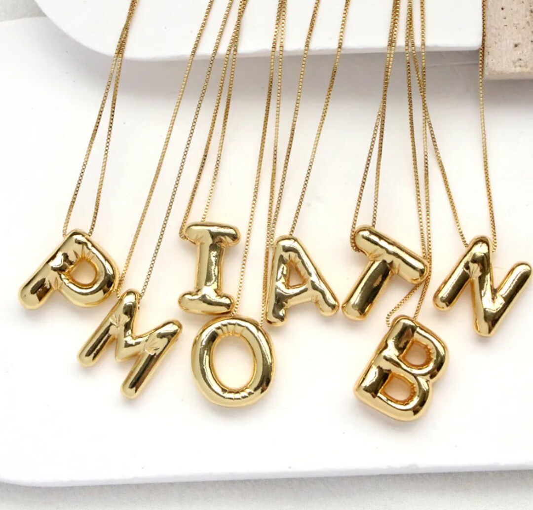 Bubble Necklaceletter Necklace 3D Gold Necklace Custom - Etsy Canada