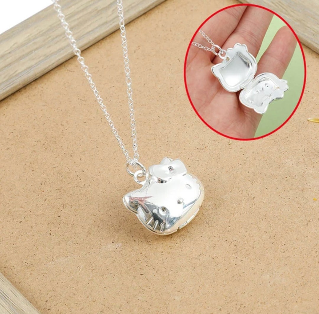 Hello Kitty Locket Necklace Y2k Jewelry Kawaii Sanrio Cat Pendant ...