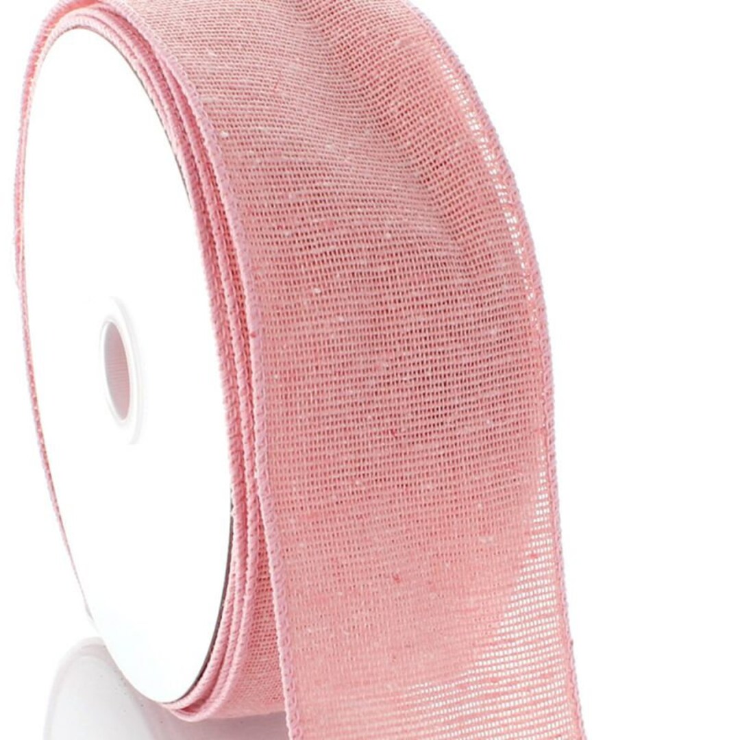 1.5" WIRED Ribbon, Blush Pink Natural Cotton Burlap Ribbon, Wedding ...
