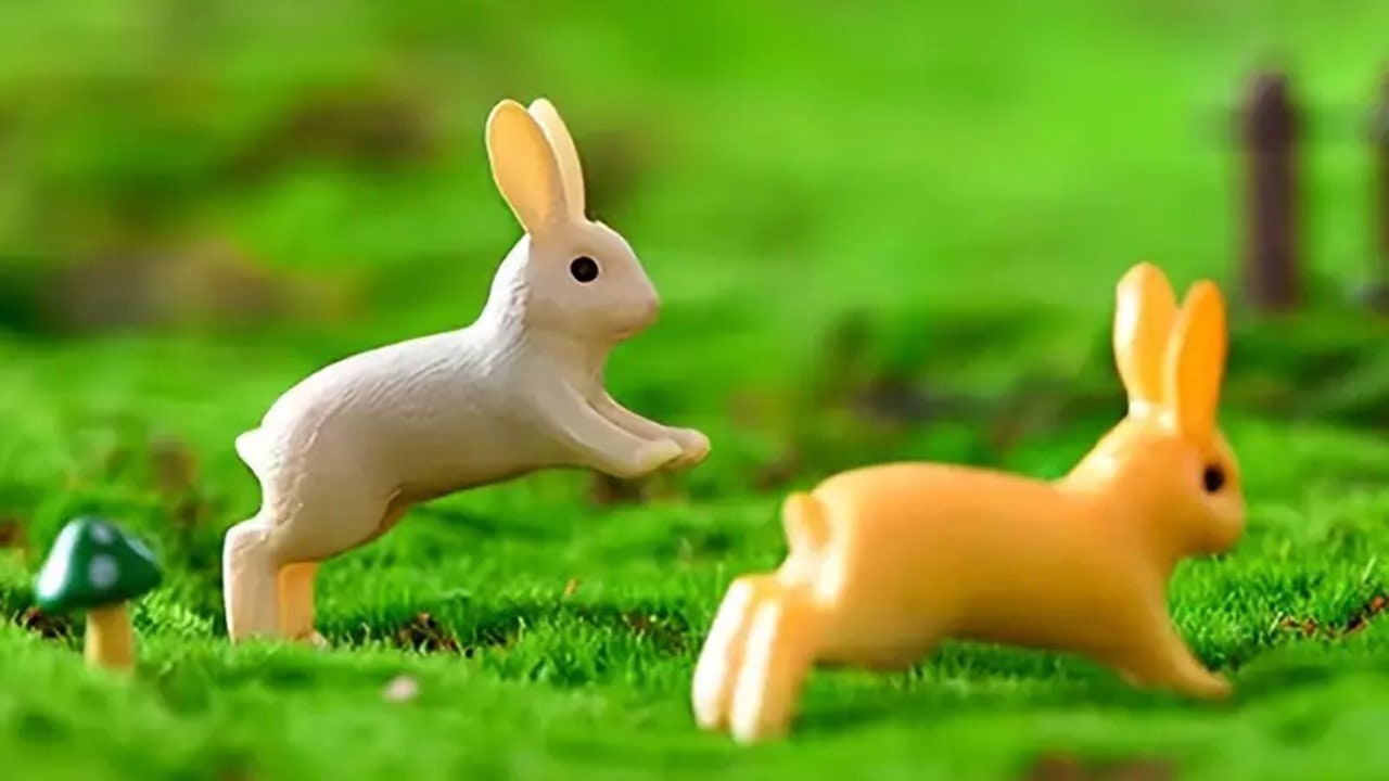 Mini Rabbits 2 Rabbits, Fairy Garden Rabbits, 1.5x1 Resin, Little ...