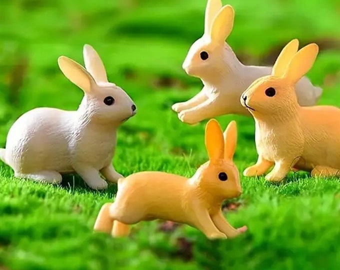Mini Rabbits 2 Rabbits, Fairy Garden Rabbits, 1.5x1 Resin, Little ...