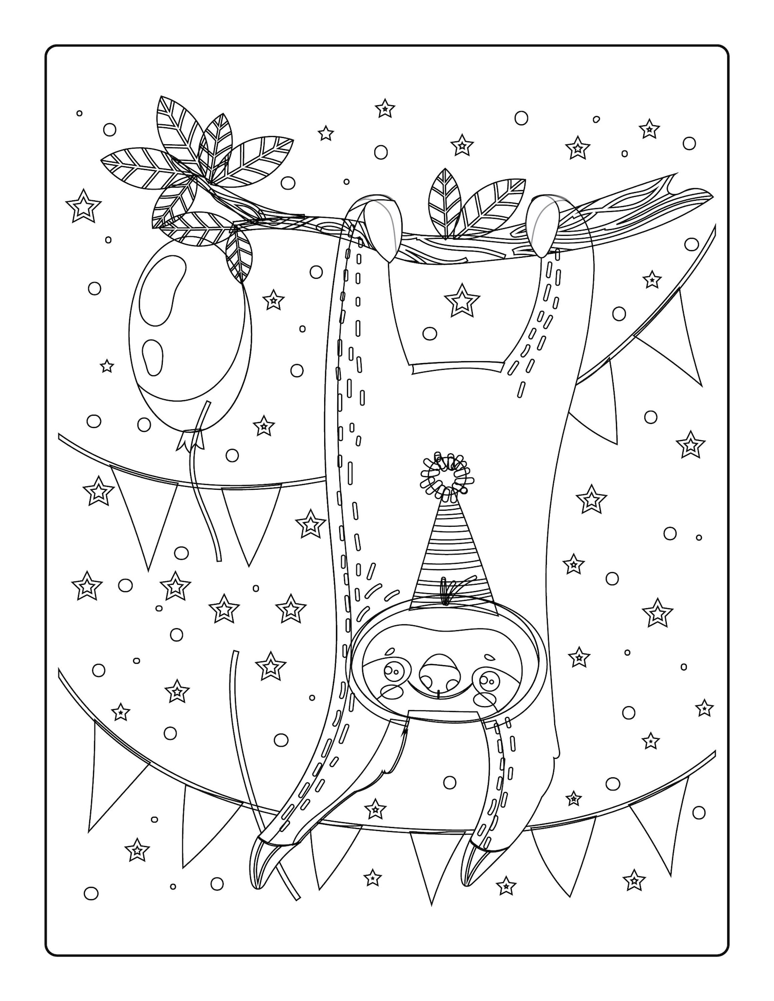 Sloth Coloring Pages - Etsy