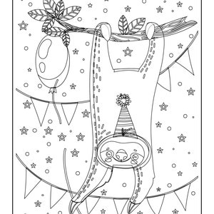Sloth Coloring Pages - Etsy