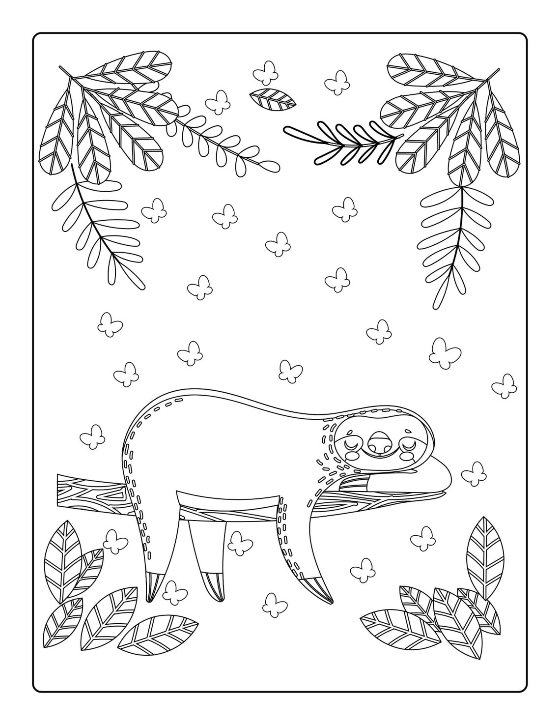 Sloth Coloring Pages - Etsy