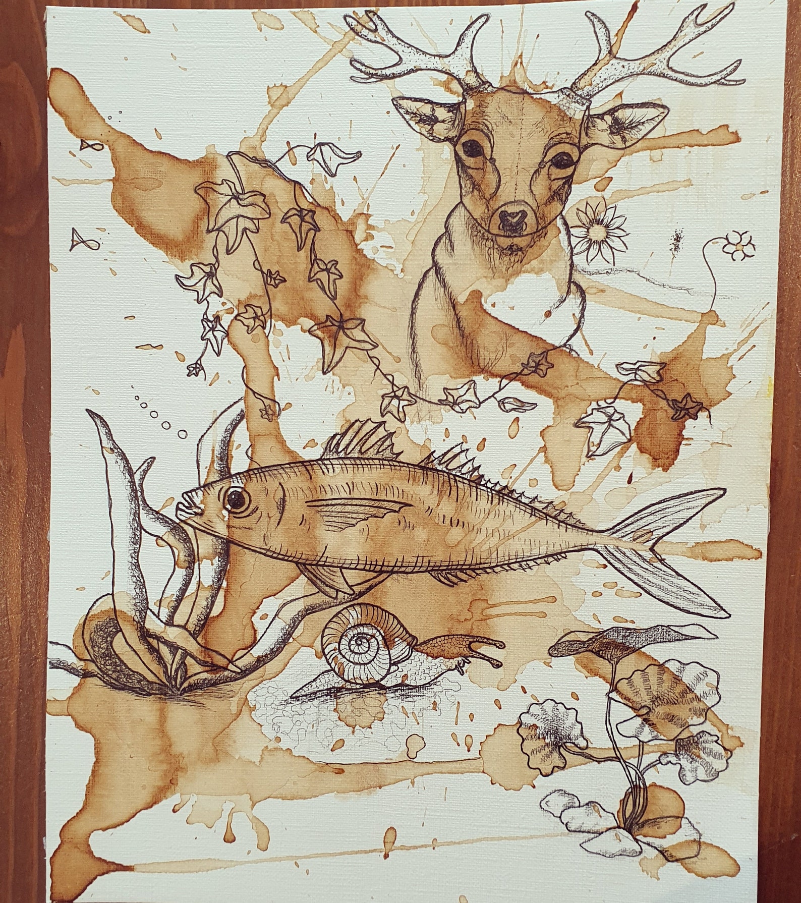 Animal Nature Ink & Coffee Drawing - Etsy France