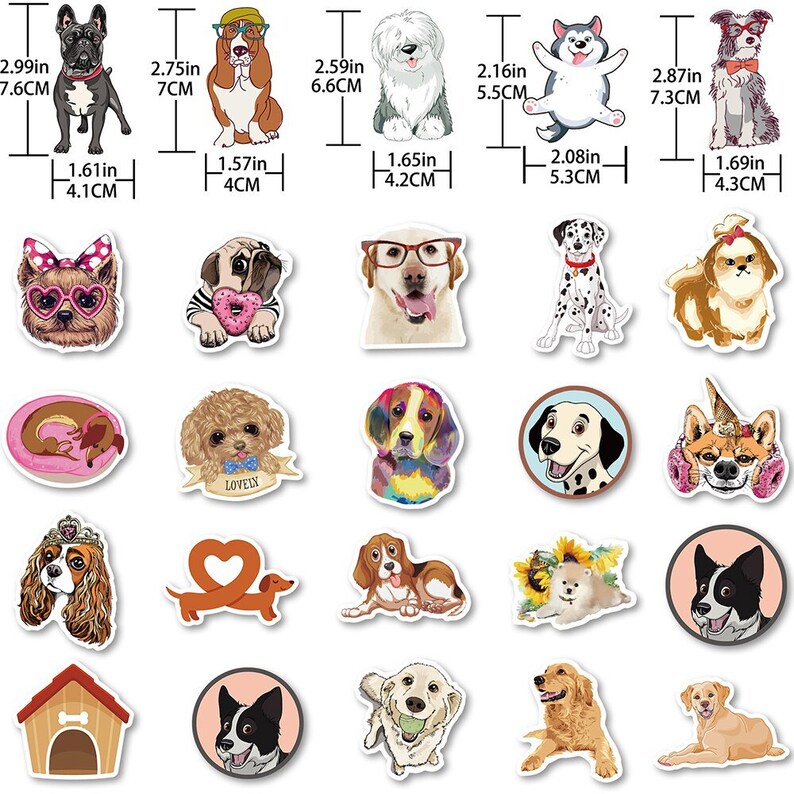 104080 Pcs Cute Dogs Sticker Pack Funny Kawaii Cartoon Pet - Etsy