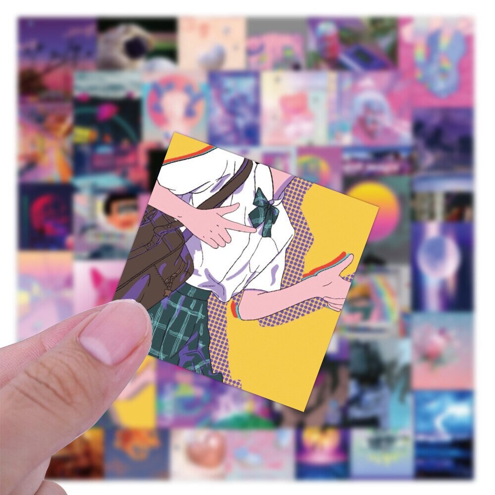53 Retro Vaporwave Stickers Pack Cartoon Aesthetic Ins - Etsy