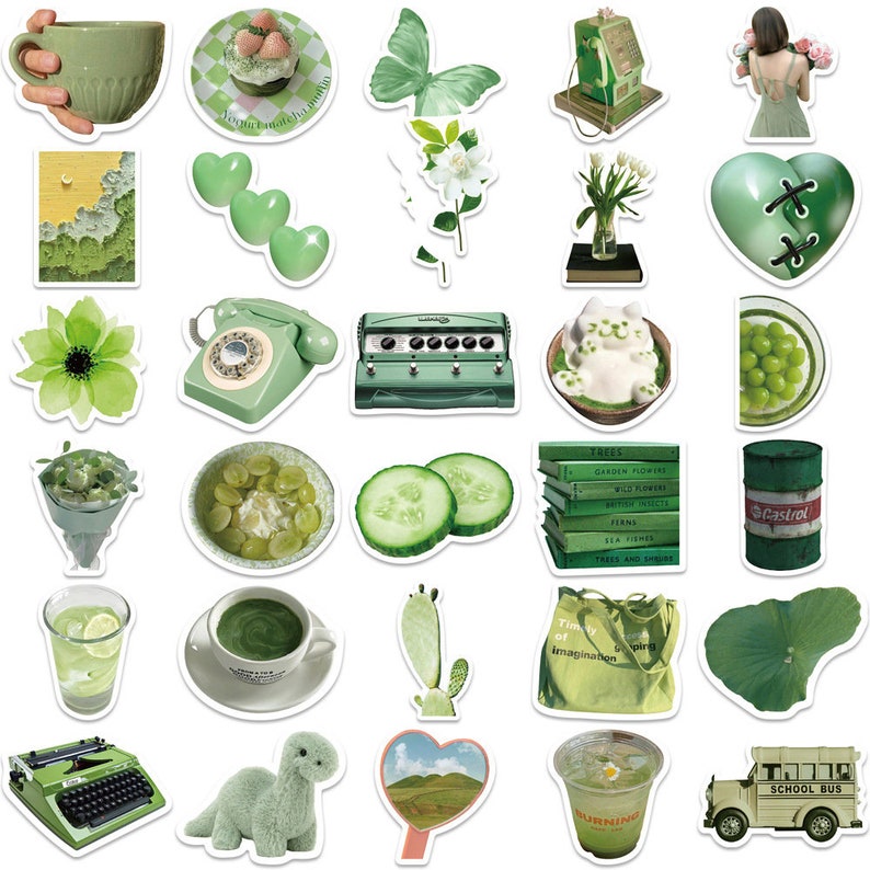 103060pcs Cute Green Aesthetic Stickers Pack Kawaii Ins - Etsy