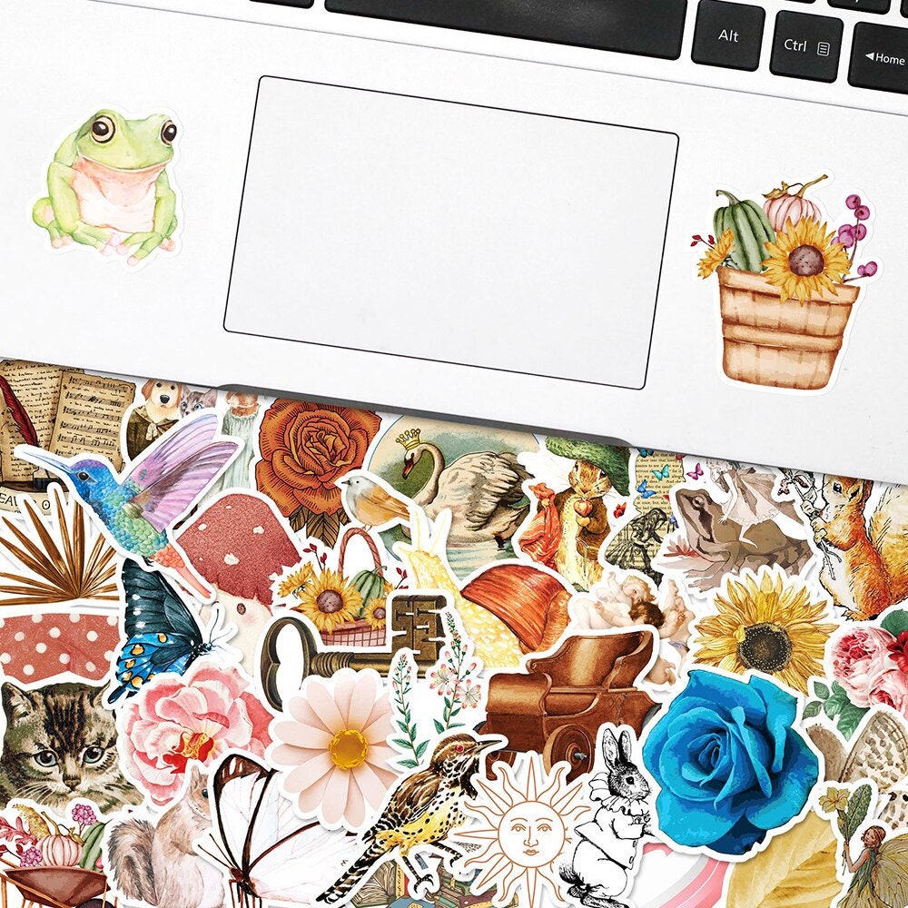 10,30,50 Pcs Vintage Stickers Pack Animals Flowers, Cute Retro ...