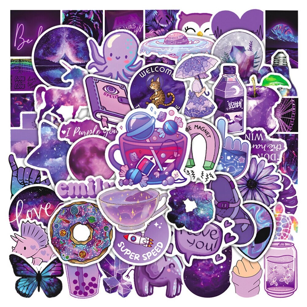 103050 Pcs Cute Purple Space Sticker Pack Galaxy Vinyl - Etsy