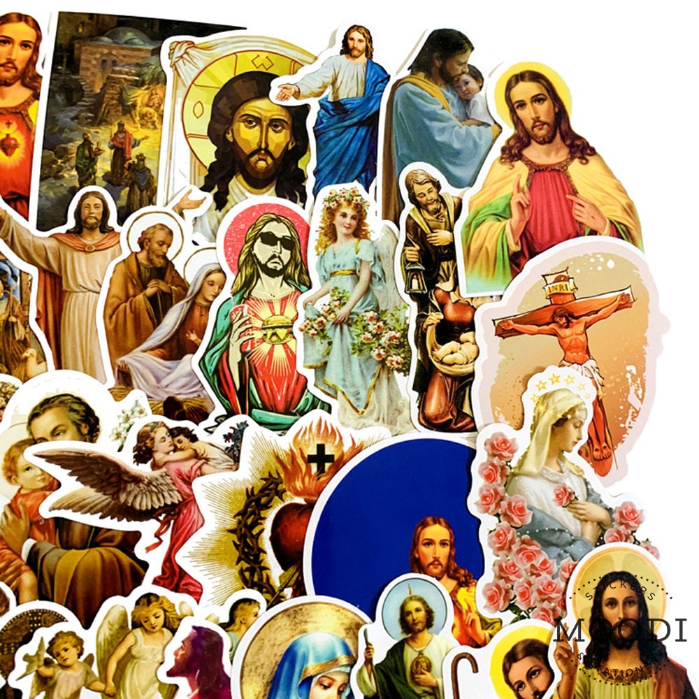 10,30,50,68pcs Jesus Stickers Pack, Christian Gift, God Christ Bible ...