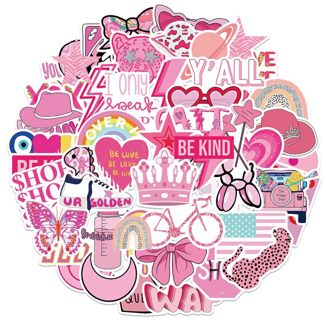 50 Cute Pink Vsco Stickers Pack Cartoon INS Aesthetic Sticker - Etsy