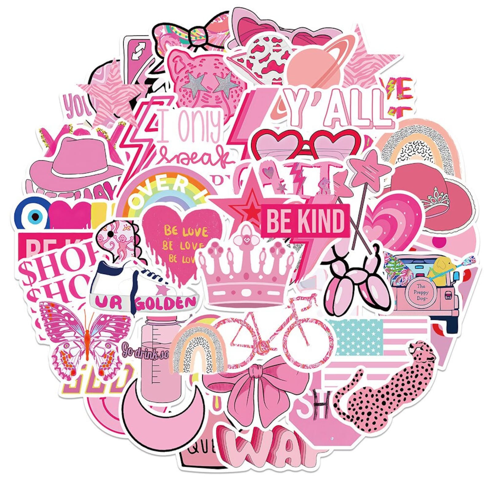 50 Cute Pink Vsco Stickers Pack Cartoon INS Aesthetic Sticker - Etsy