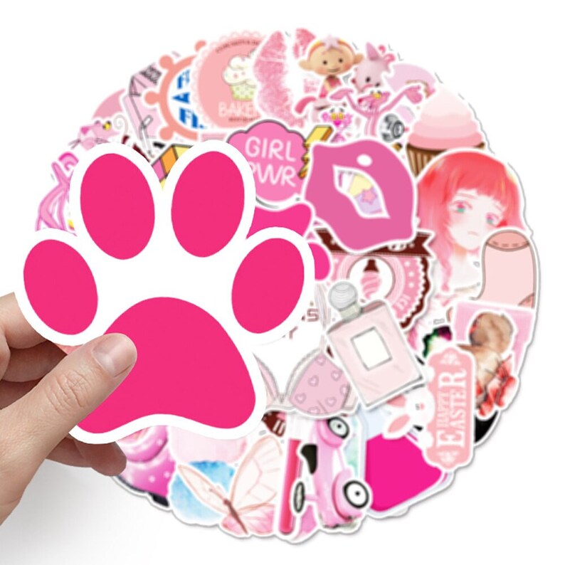 50 Cute Girly Pink Sticker Pack, Gift for Her, Kawaii Vsco Girl Vinyl ...
