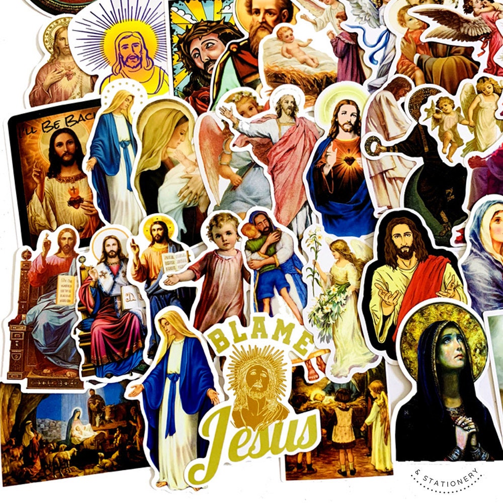10,30,50,68pcs Jesus Stickers Pack, Christian Gift, God Christ Bible ...