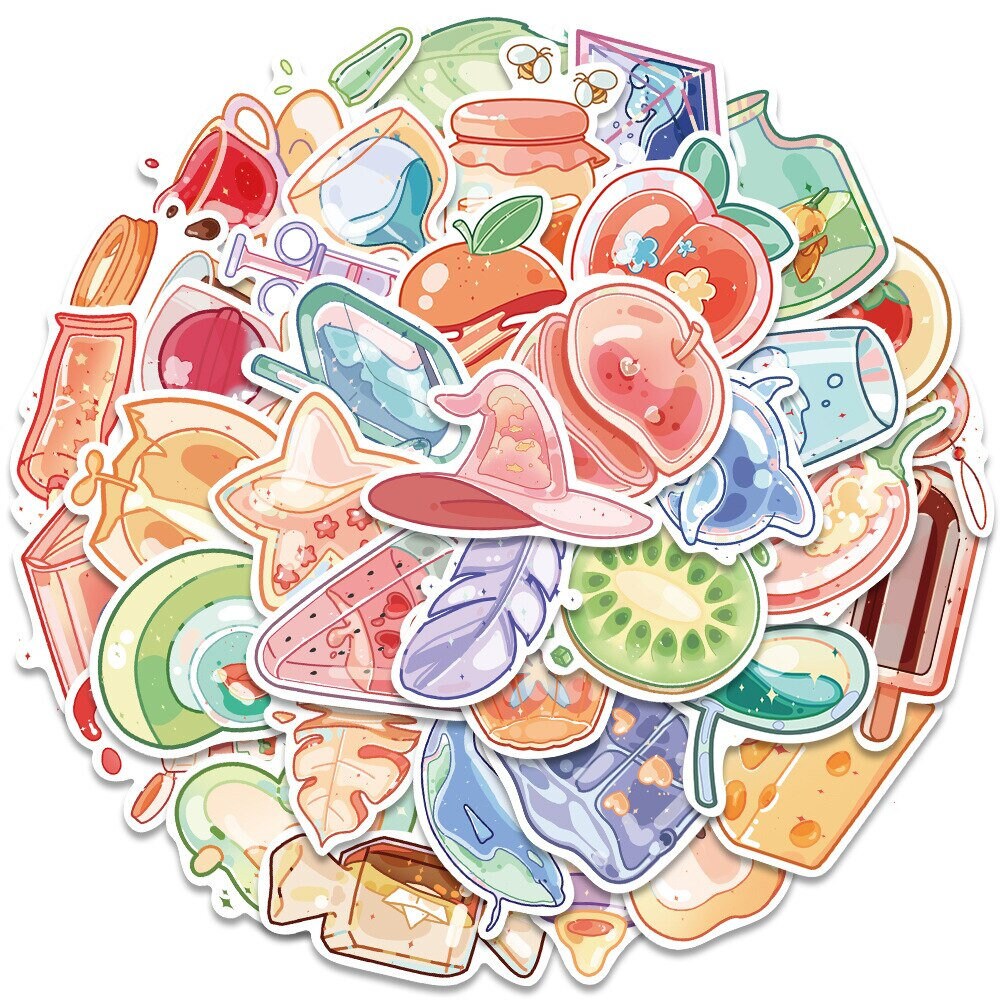 40 Cute Food Stickers Pack Fruit & Drink Stickers for Laptop - Etsy