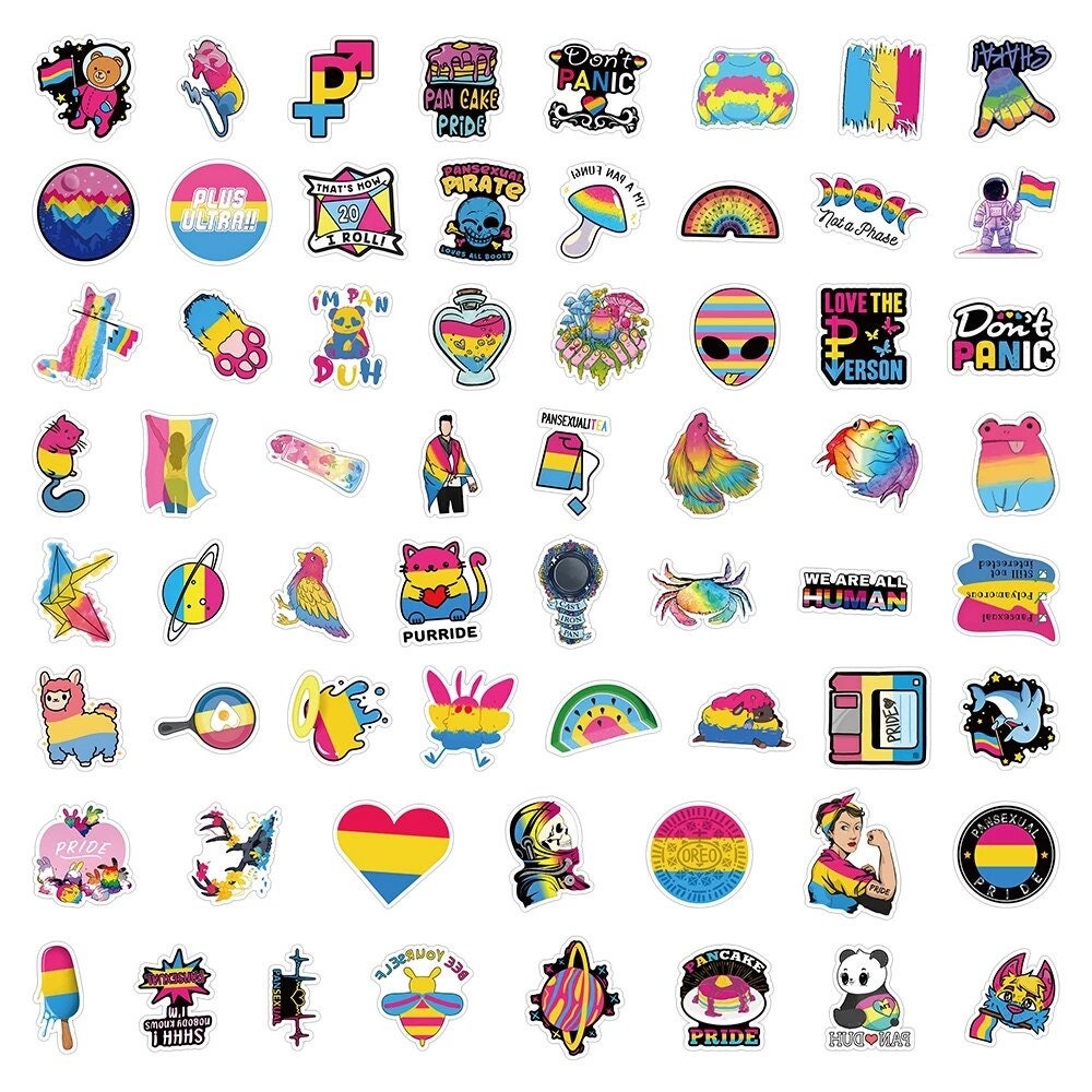 103060 Pcs Pansexual Pride Sticker Pack Cartoon Rainbow - Etsy