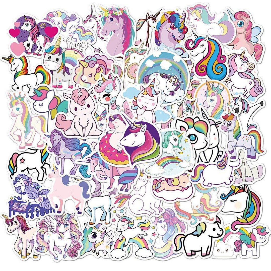 103050 Pcs Kawaii Unicorn Sticker Pack Cute Cartoon Rainbow - Etsy