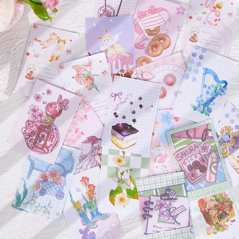 50 Pcs Japanese Sakura Sticker Pack Aesthetic Notebook Style - Etsy