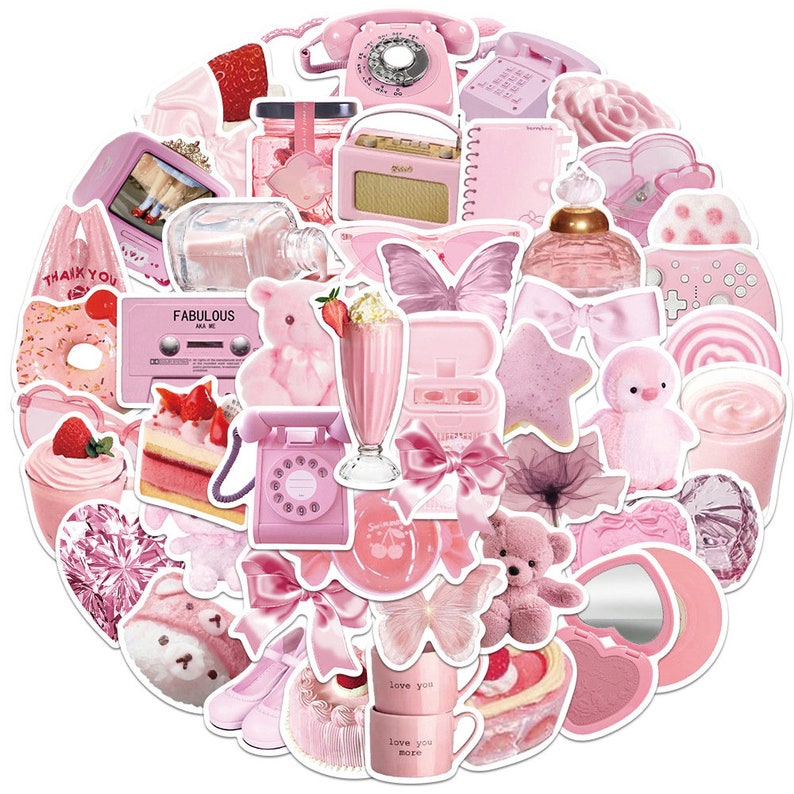 103050pcs Cute Pink Stickers Pack Aesthetic INS Style - Etsy