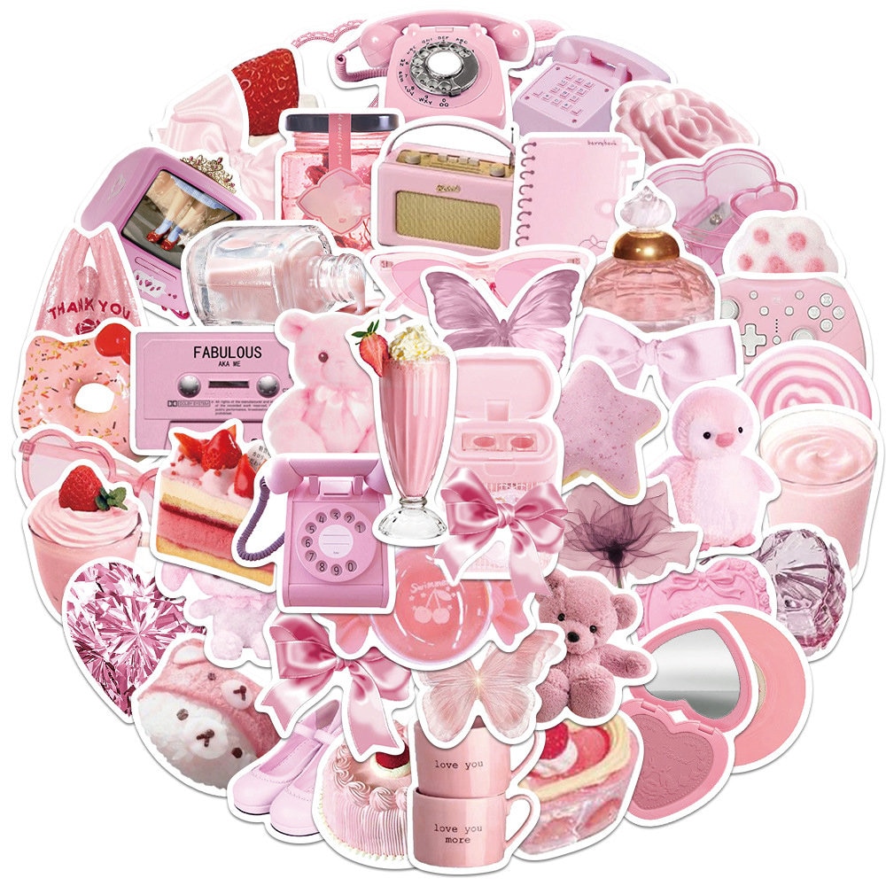 103050pcs Cute Pink Stickers Pack Aesthetic INS Style - Etsy