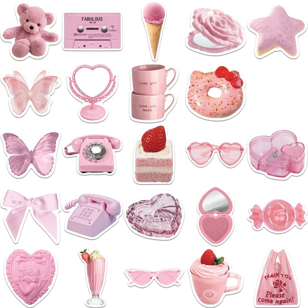 103050pcs Cute Pink Stickers Pack Aesthetic INS Style - Etsy