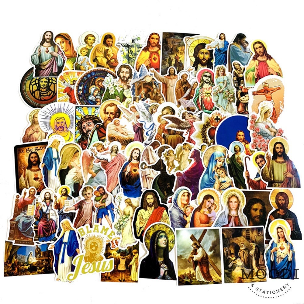 10,30,50,68pcs Jesus Stickers Pack, Christian Gift, God Christ Bible ...