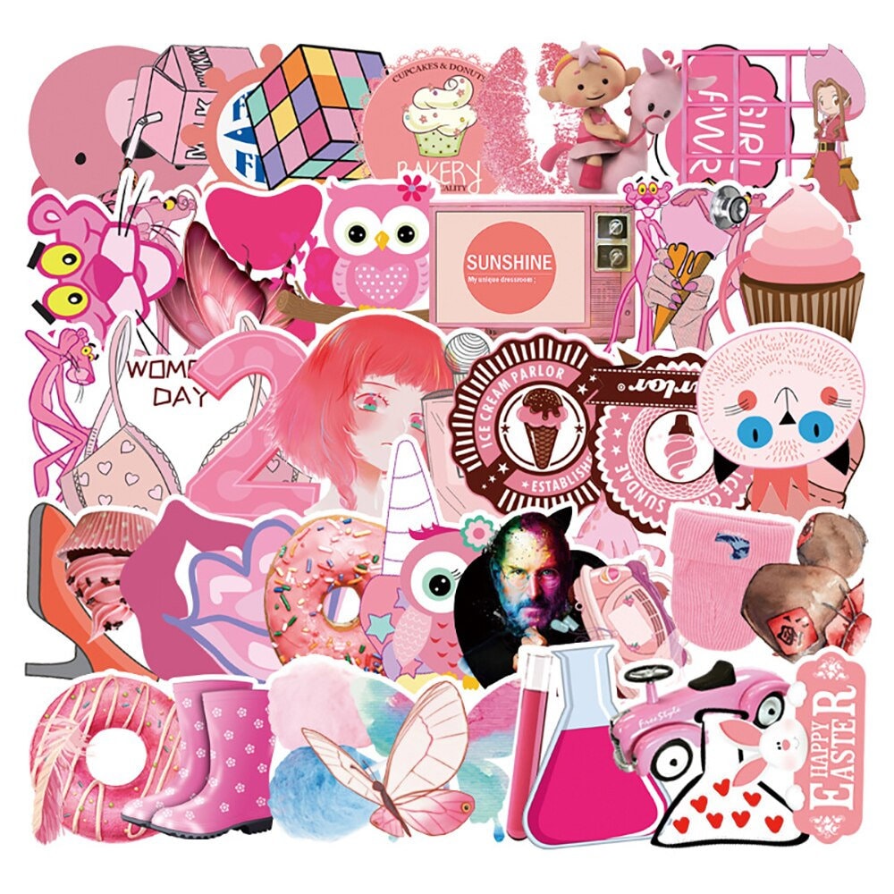 50 Cute Girly Pink Sticker Pack Gift for Her Kawaii Vsco - Etsy