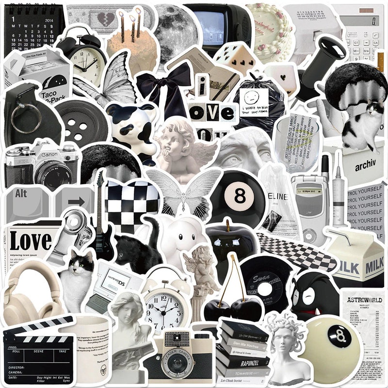 Black and White Sticker Pack - Etsy