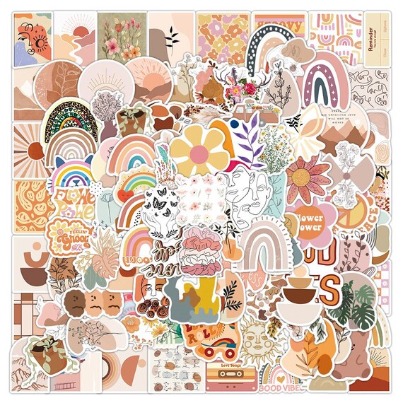 103050100 Pcs Cute Boho Sticker Pack Retro Vintage - Etsy