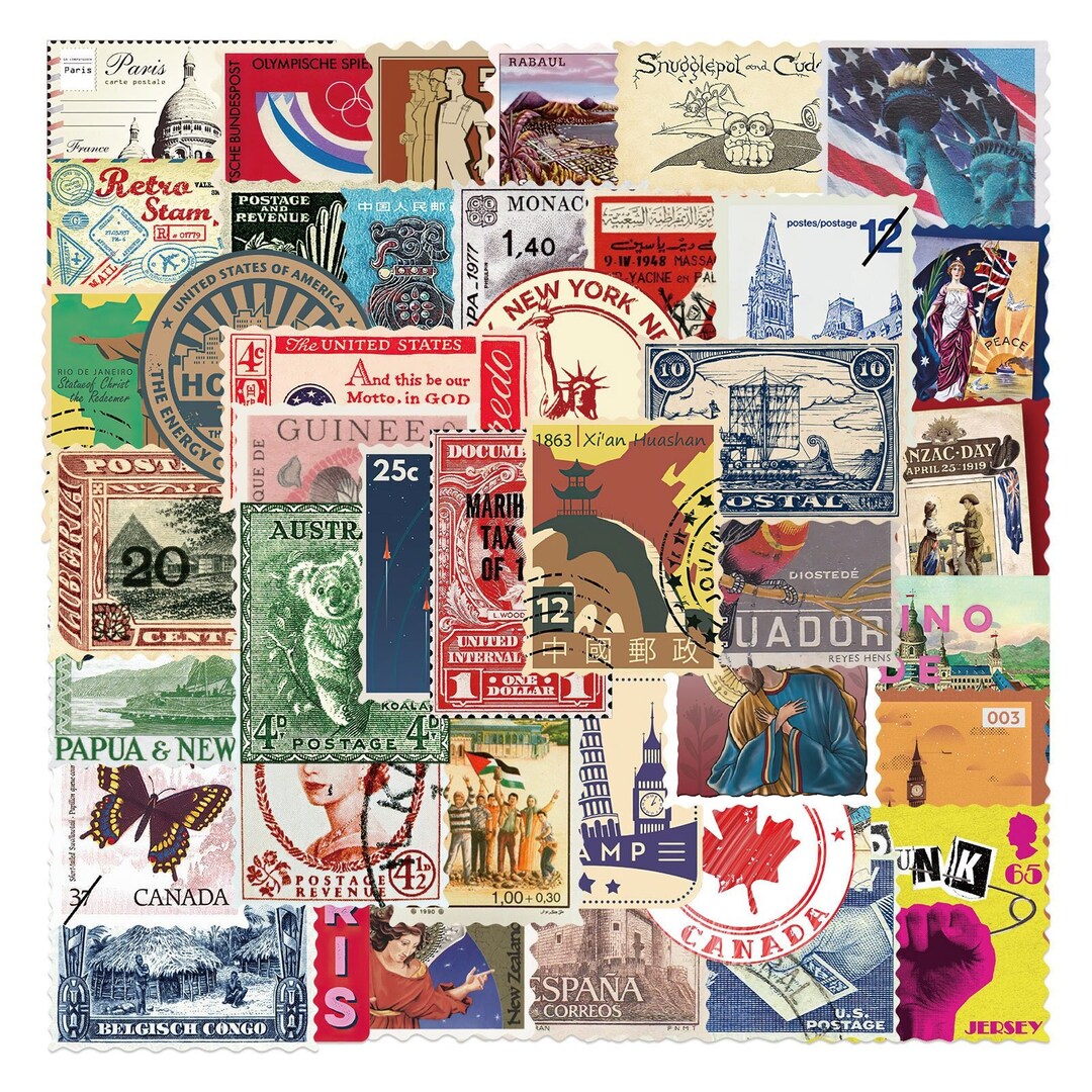 103050 Pcs Vintage Retro Travel Stickers Pack City Stamp - Etsy