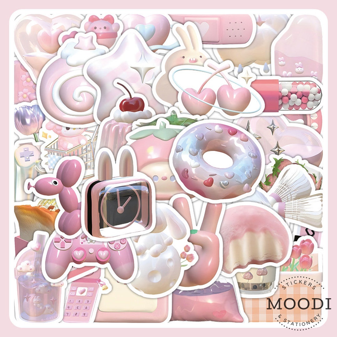 10,30,63pcs Kawaii Pink Dream Stickers Pack, Cute Pink Girly Vinyl ...