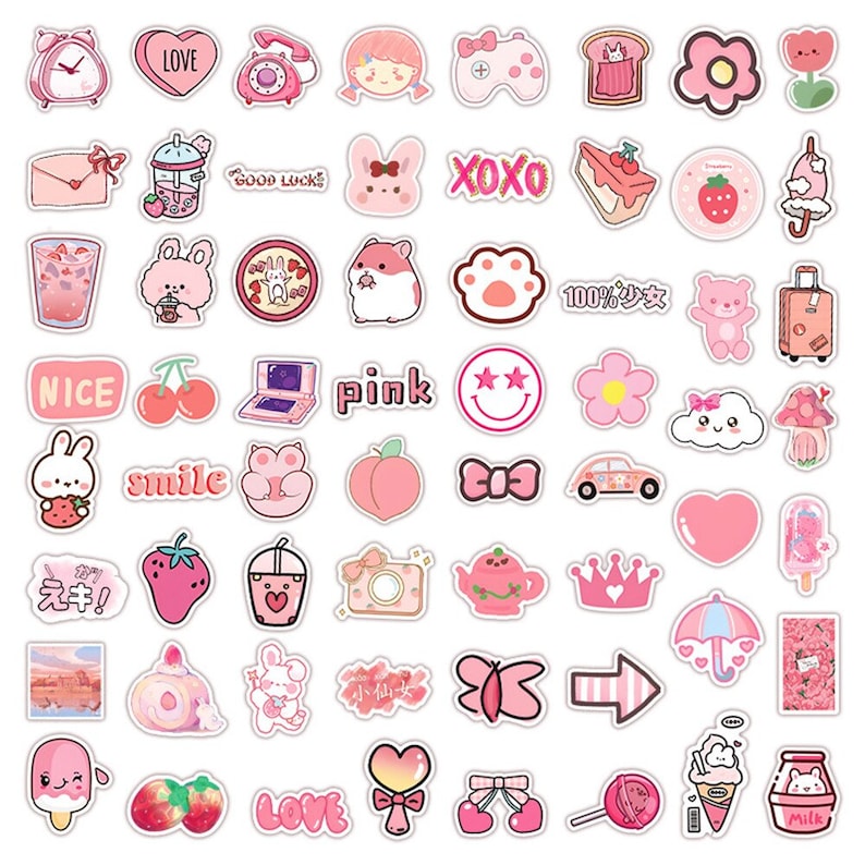 103060 Pcs Kawaii Pink Sticker Pack Cute Aesthetic Vinyl - Etsy