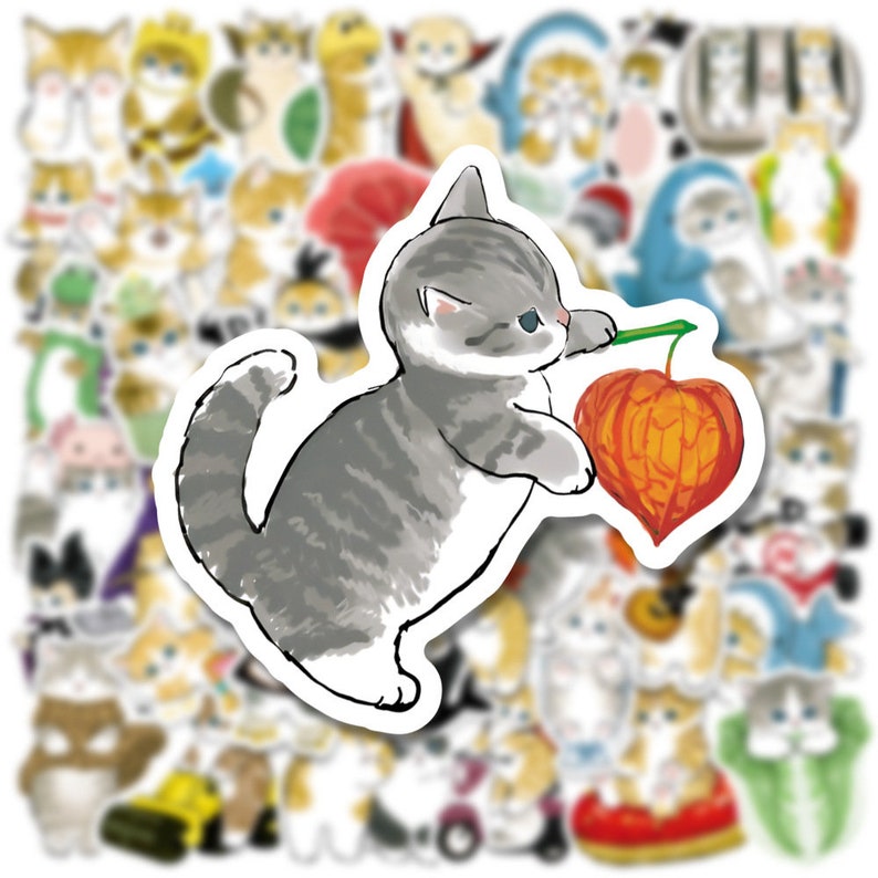 103050pcs Kawaii Cat Stickers Pack Cute Cat Vinyl Stickers - Etsy