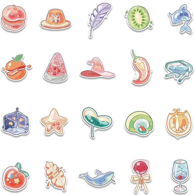 40 Cute Food Stickers Pack Fruit & Drink Stickers for Laptop - Etsy